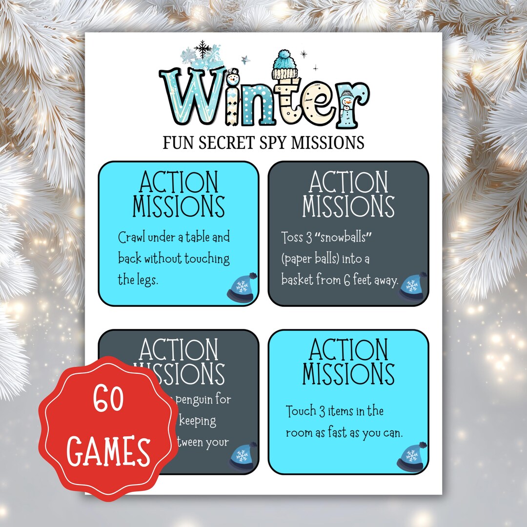 Winter Secret Spy Missions Printable, Fun Kids Spy Challenges, Winter ...