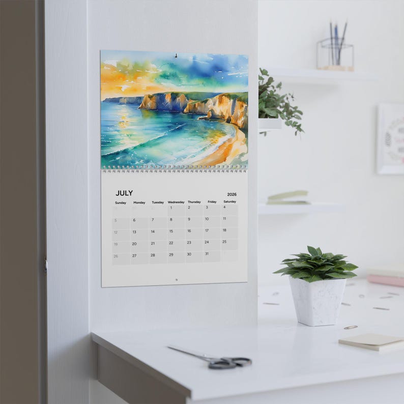 Watercolor Landscape Calendar 2026 | Wall Calendar, Scenic Monthly ...