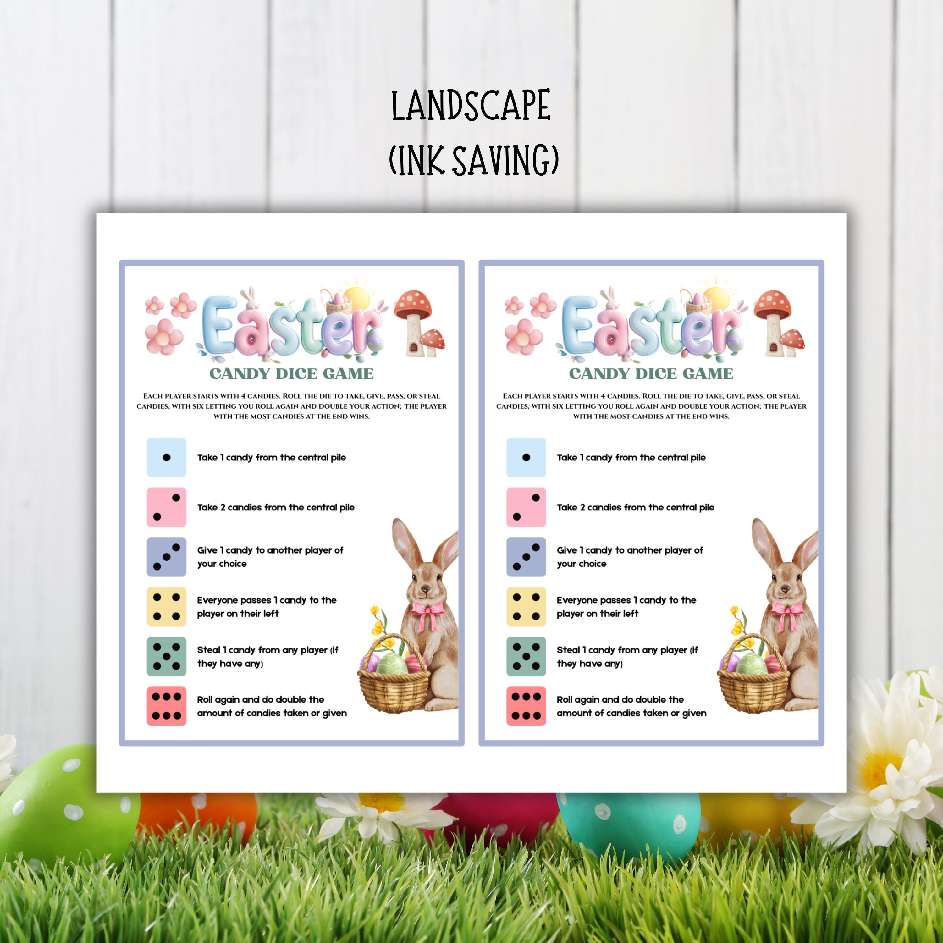 Easter Candy Dice Game Printable, Easter Party Game for Kids & Adults ...