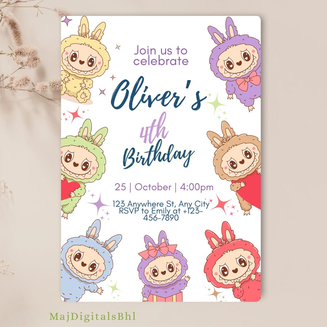 Labubu Birthday Party Invitation, Labubu Birthday Party, Invitation ...