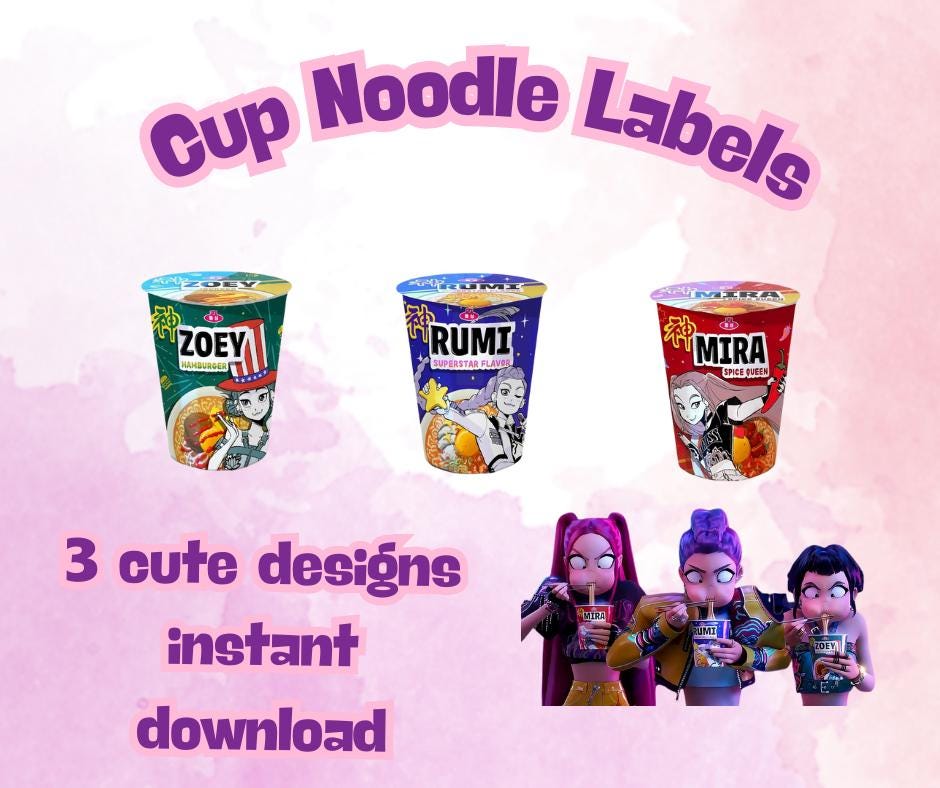 Kpop Cup Noodle Label Template: Editable Ramen Party Favor (digital ...