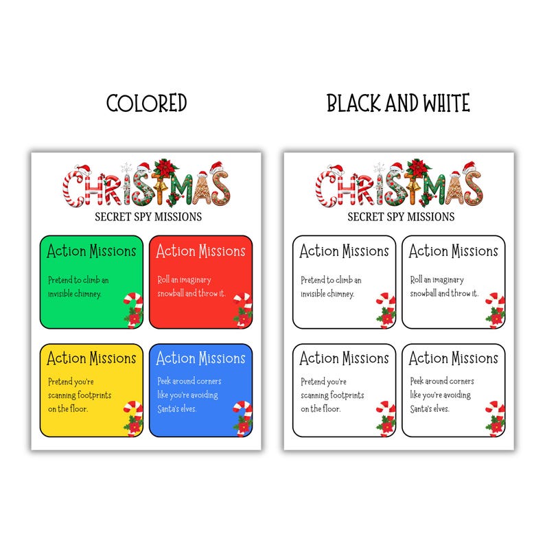 Christmas Secret Spy Missions Printable, Fun Kids Spy Challenges ...