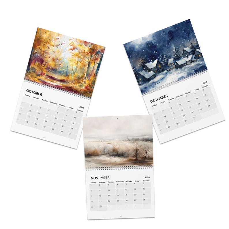 Watercolor Landscape Calendar 2026 | Wall Calendar, Scenic Monthly ...