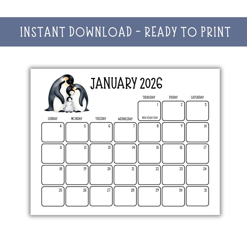 2026 Animals Calendar Printable Minimalist | Cute Animal Monthly Wall ...