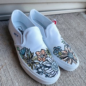 Hand Painted Floral Vans - Etsy