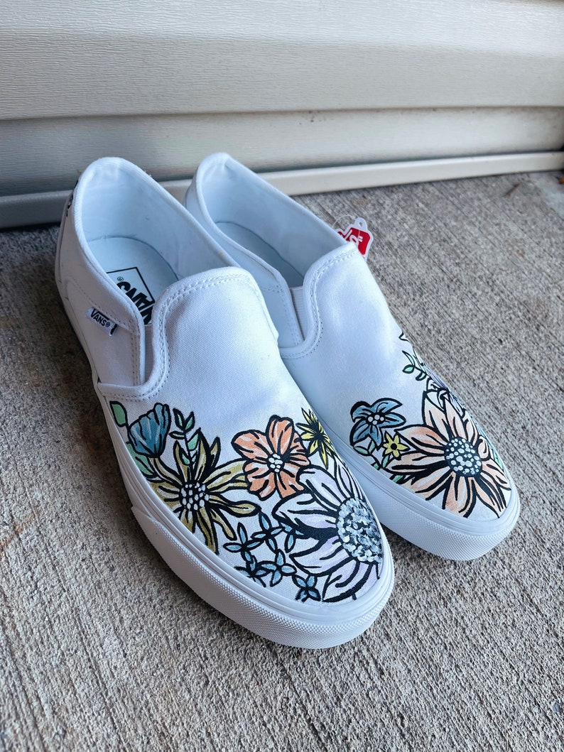 Hand Painted Floral Vans - Etsy