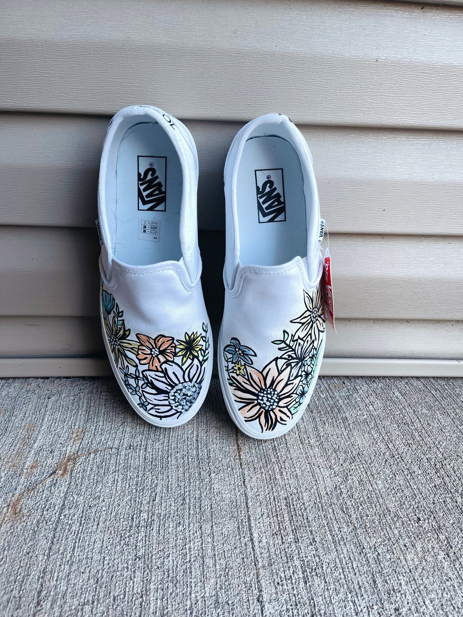Hand Painted Floral Vans - Etsy