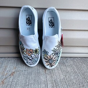 Hand Painted Floral Vans - Etsy