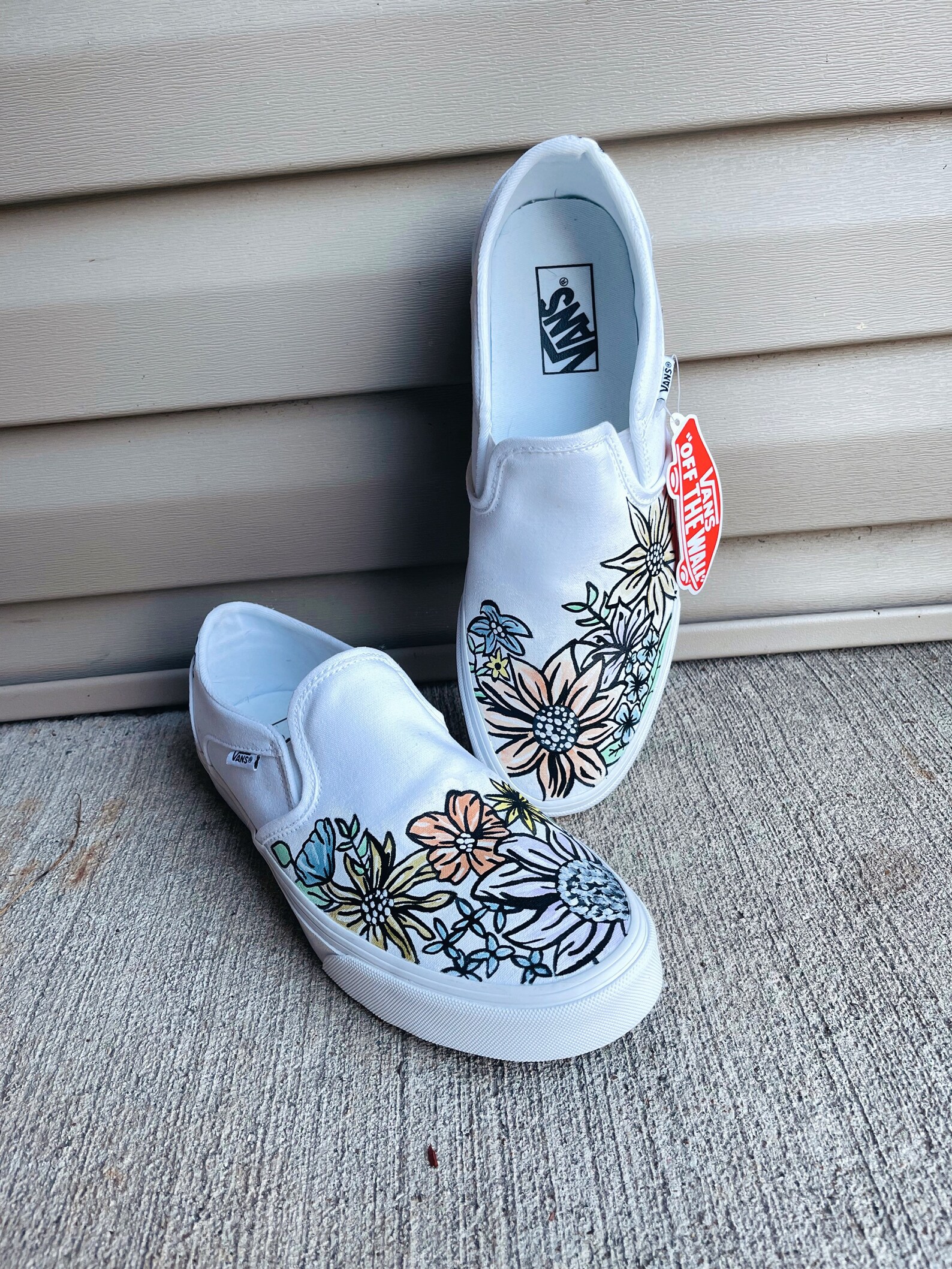Hand Painted Floral Vans - Etsy