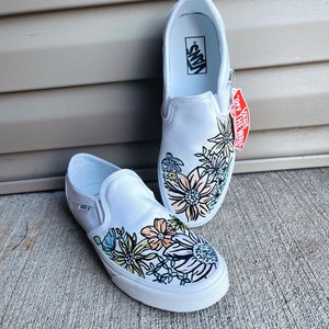Hand Painted Floral Vans - Etsy