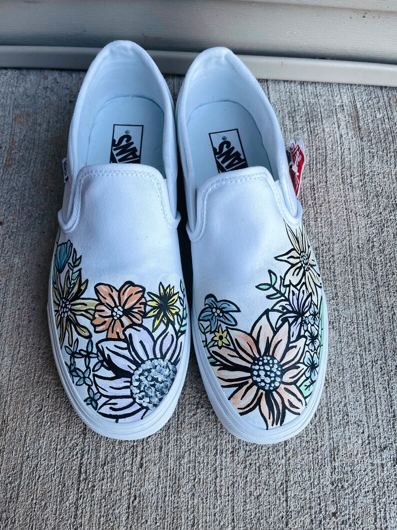 Hand Painted Floral Vans - Etsy