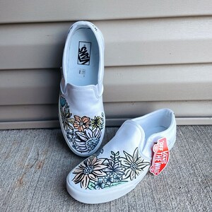 Hand Painted Floral Vans - Etsy