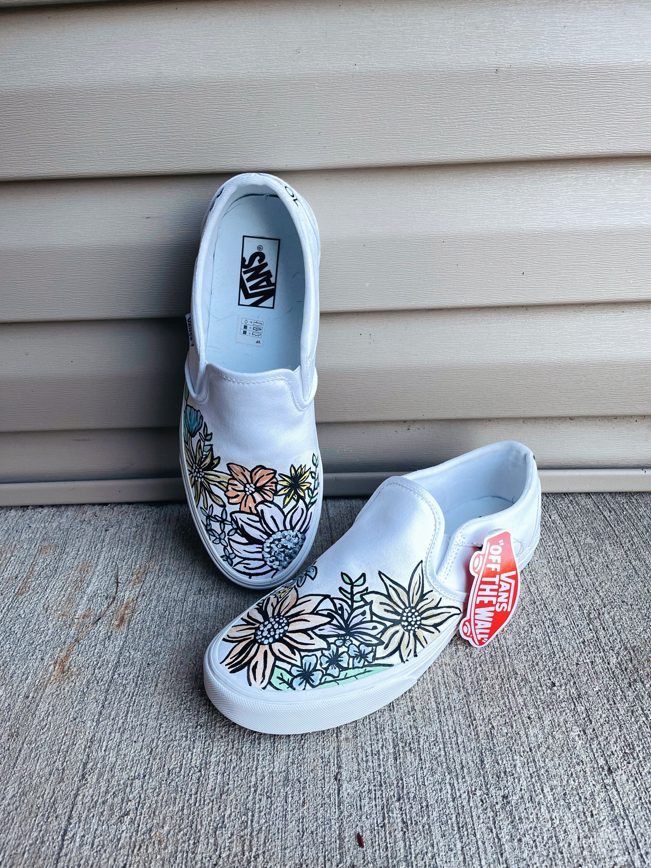 Hand Painted Floral Vans - Etsy