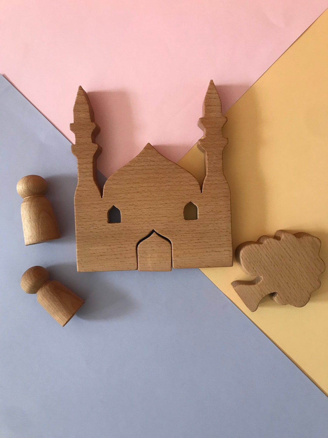 Wooden Mosque Toy Set, Wooden Toys, Wooden Masjid, Natural Toys ...