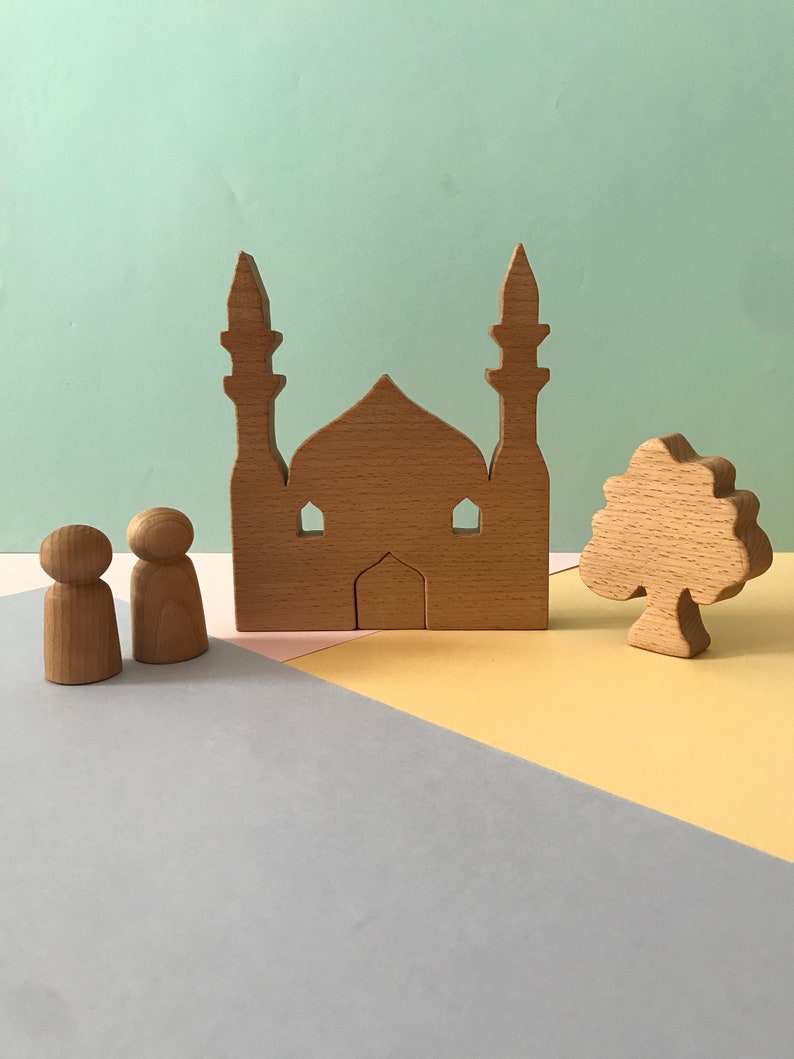 Wooden Mosque Toy Set, Wooden Toys, Wooden Masjid, Natural Toys ...