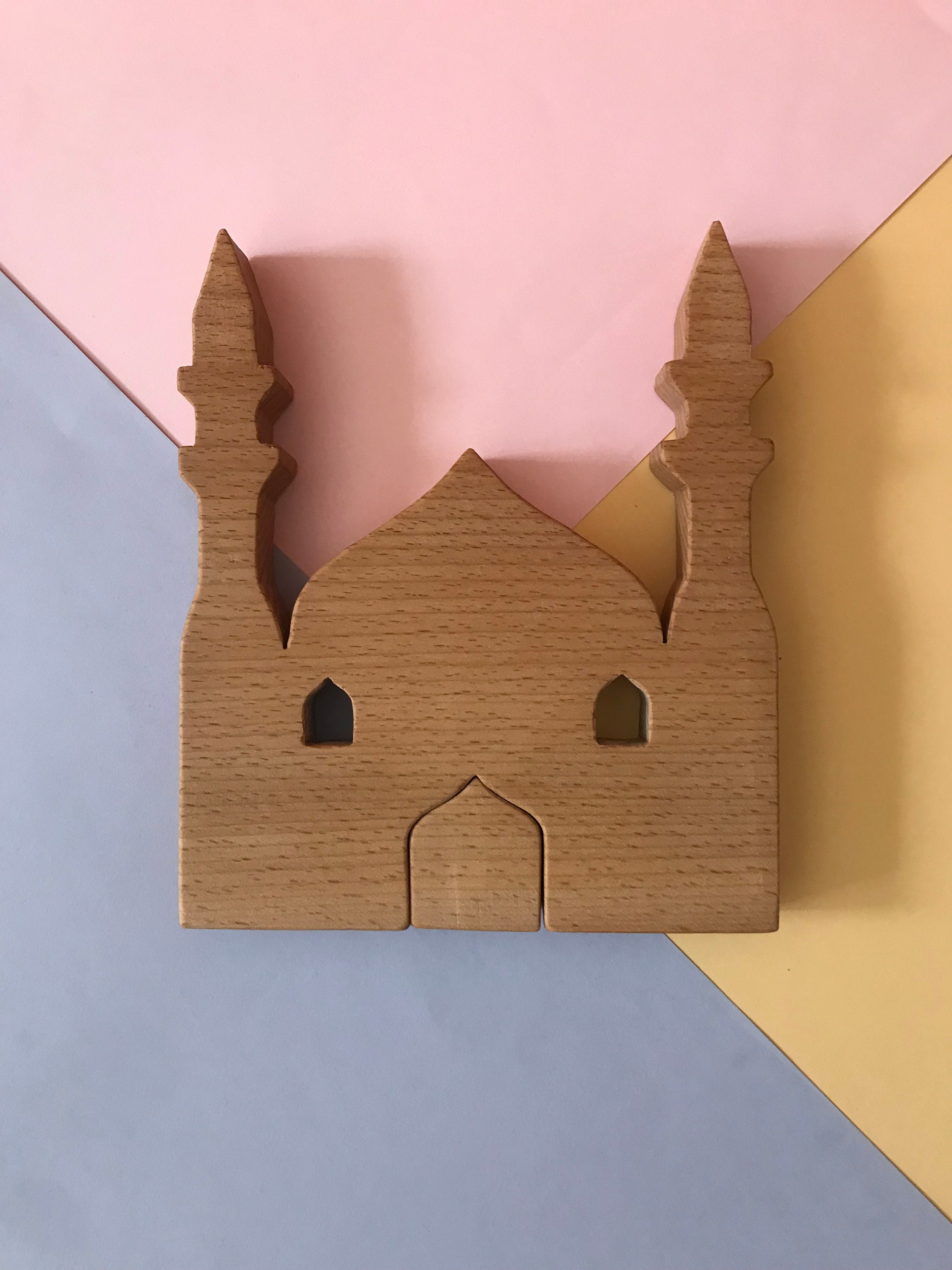 Wooden Mosque Toy Set, Wooden Toys, Wooden Masjid, Natural Toys ...