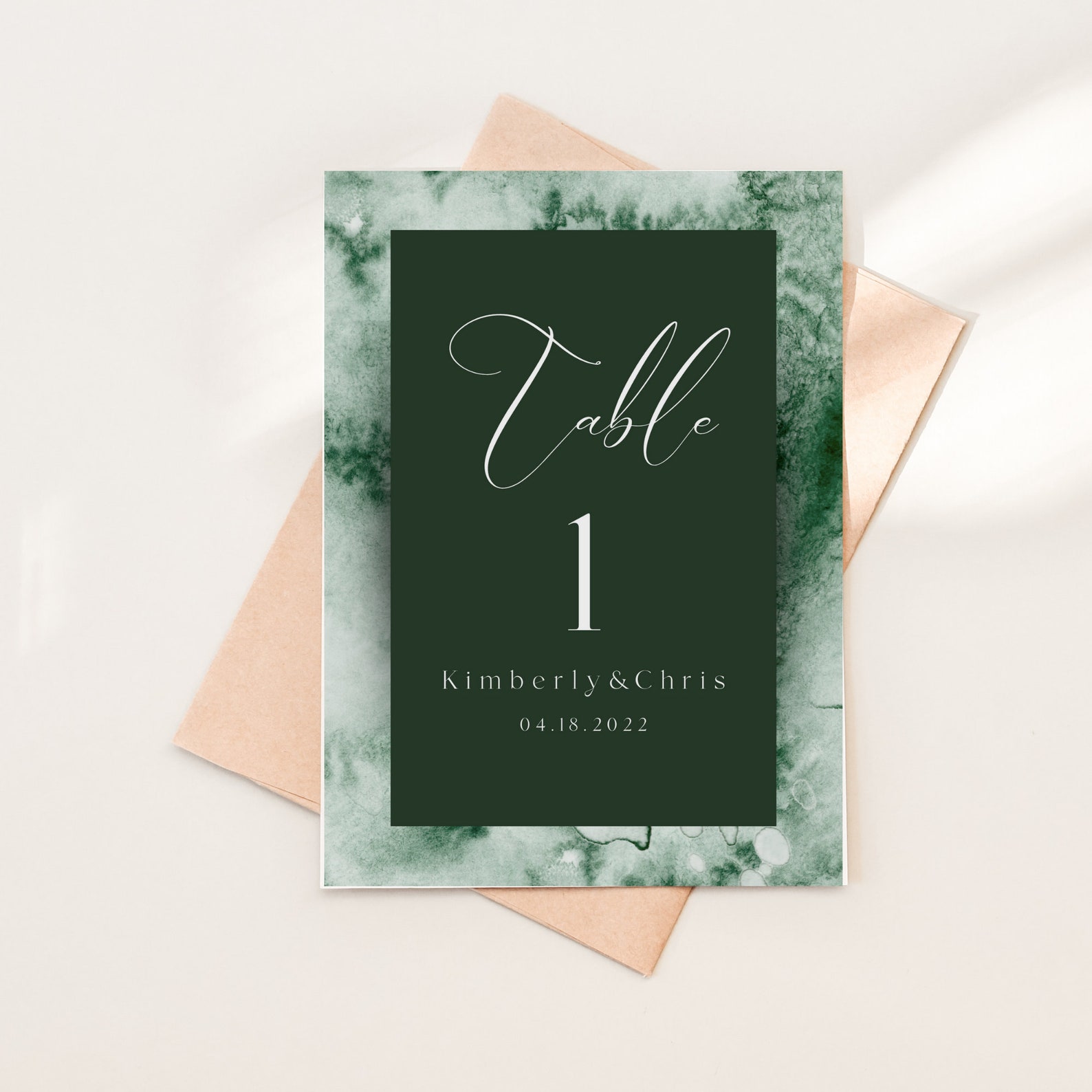 Emerald Green Table Numbers, Watercolour Table Numbers, Wedding Table ...