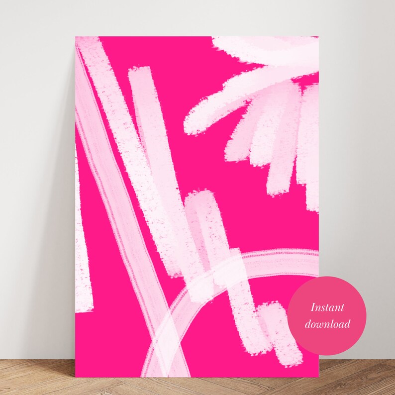 Hot Pink Wall Art Set of 3 Prints , Set of 3 Pink Prints, Over Sofa ...