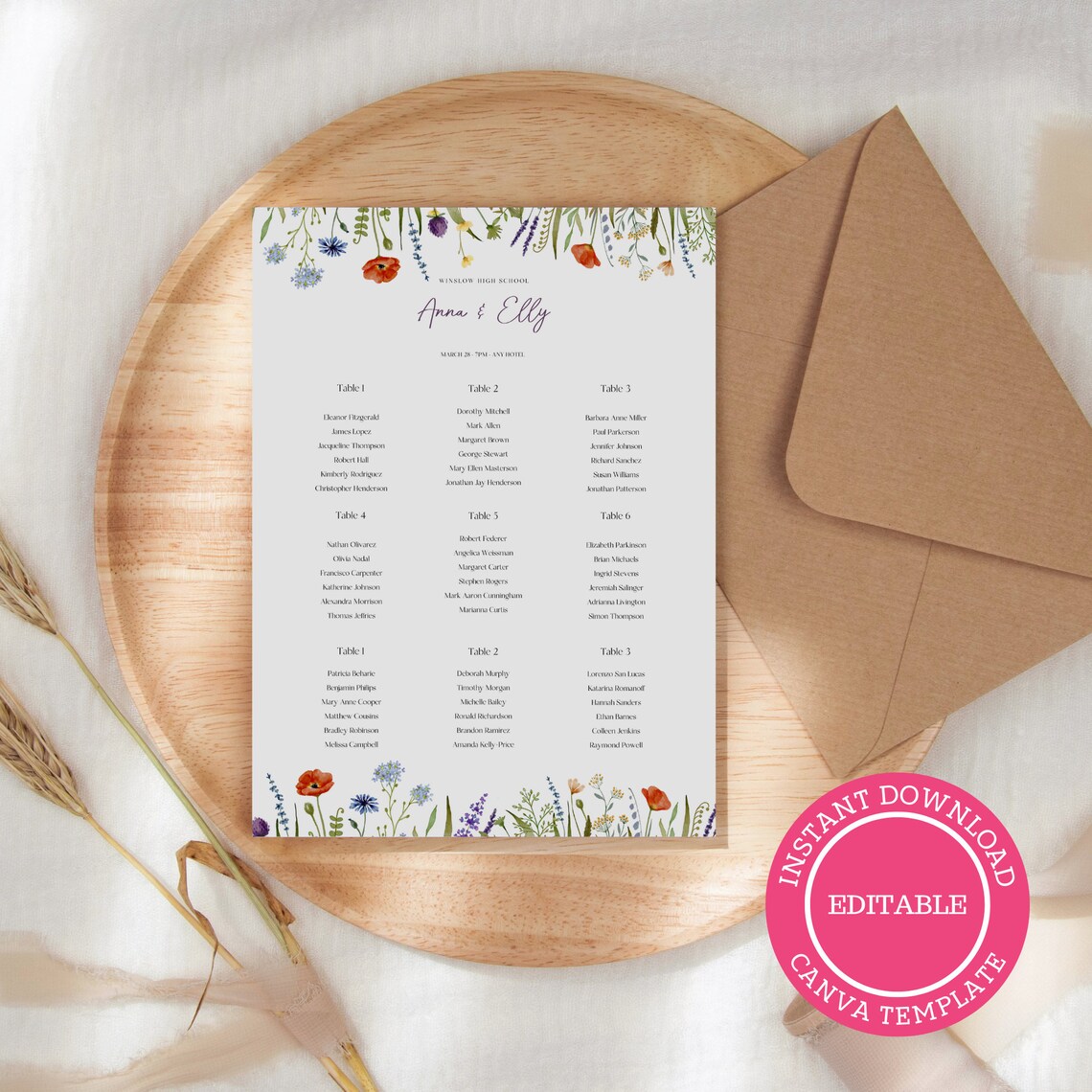 Floral Garden, Seating Chart, Seating Chart Sign, Table Seating Chart ...
