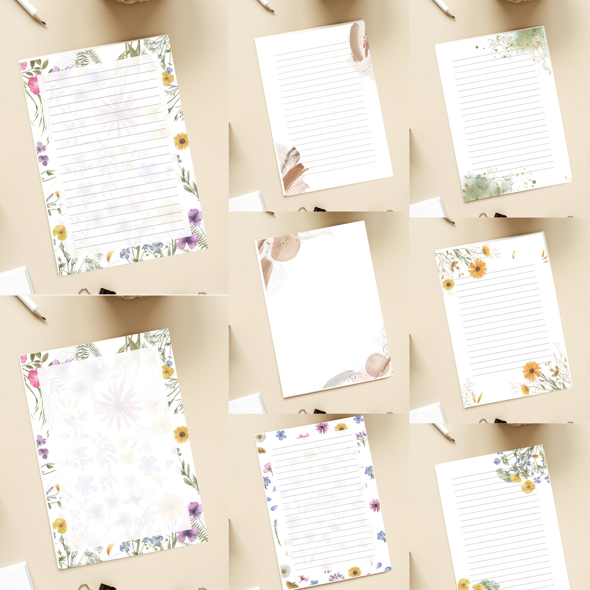 Printable Stationery Paper, Canva Templates, 50 Designs,rintable ...