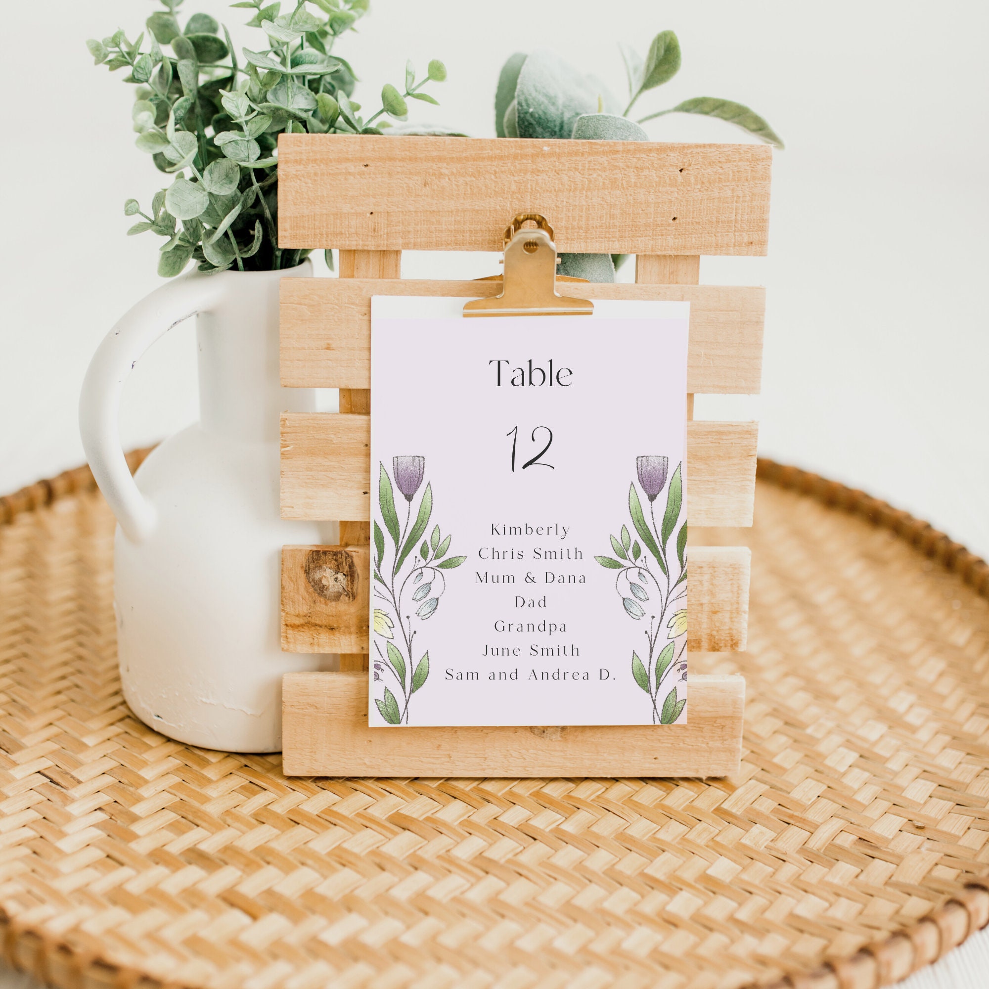 Table Numbers Print, Art Deco Table Numbers, Floral Wedding Template ...