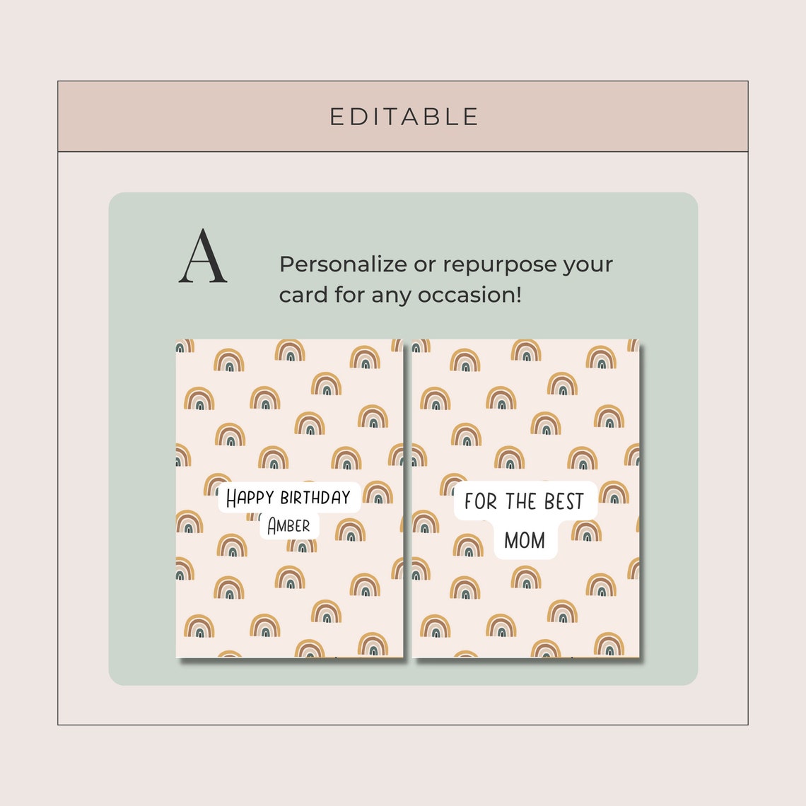 Editable Birthday Card Happy Birthday Card Digital Card | Etsy