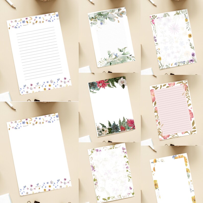 Printable Stationery Paper, Canva Templates, 50 Designs,rintable ...