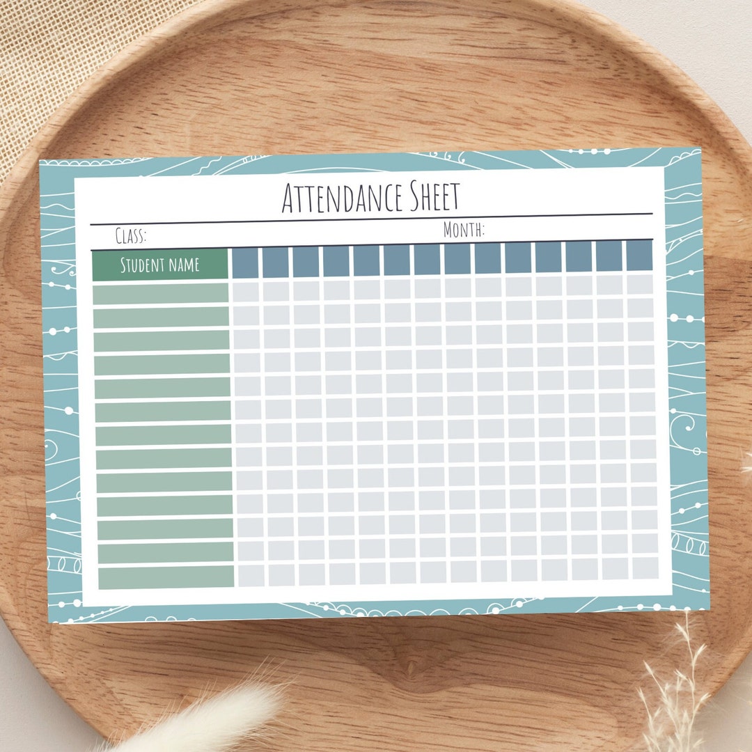 Attendance sheet, Printable, Homeschool Attendance Sheet, Teacher Log ...