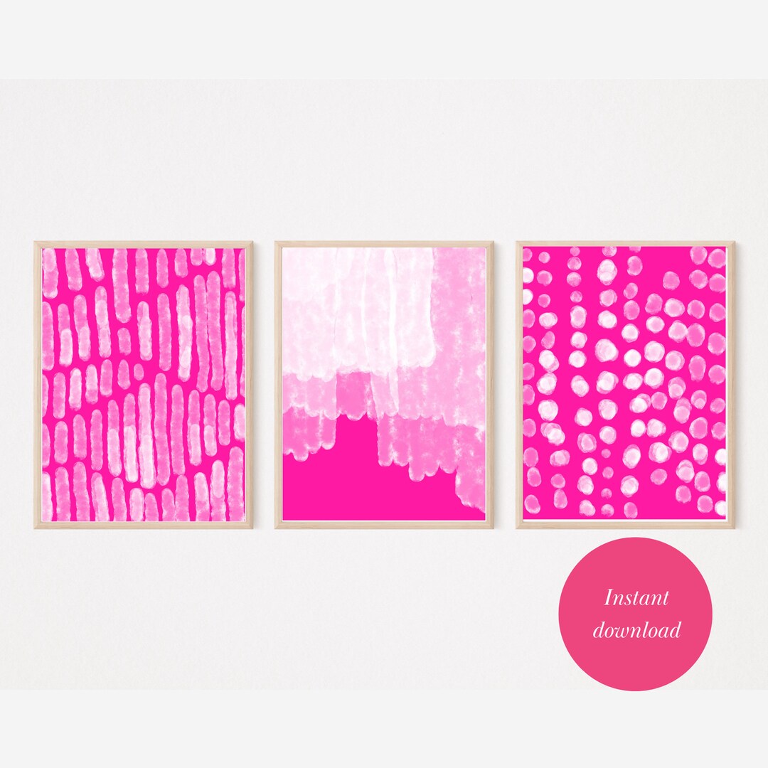 Hot Pink Wall Art Set of 3 Prints Set of 3 Pink Prints Over - Etsy