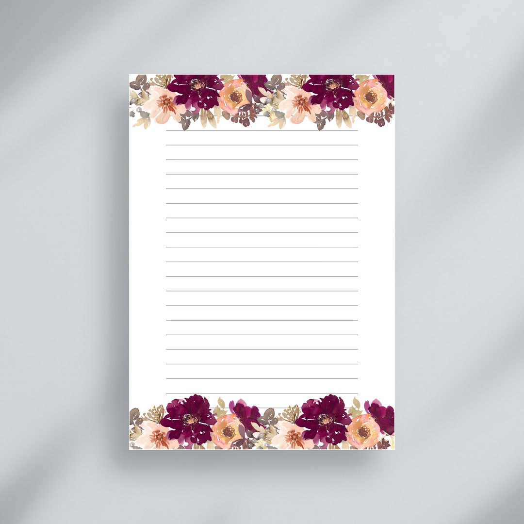 Stationery, Printable Stationery, Printable Writing Paper, Botanical ...