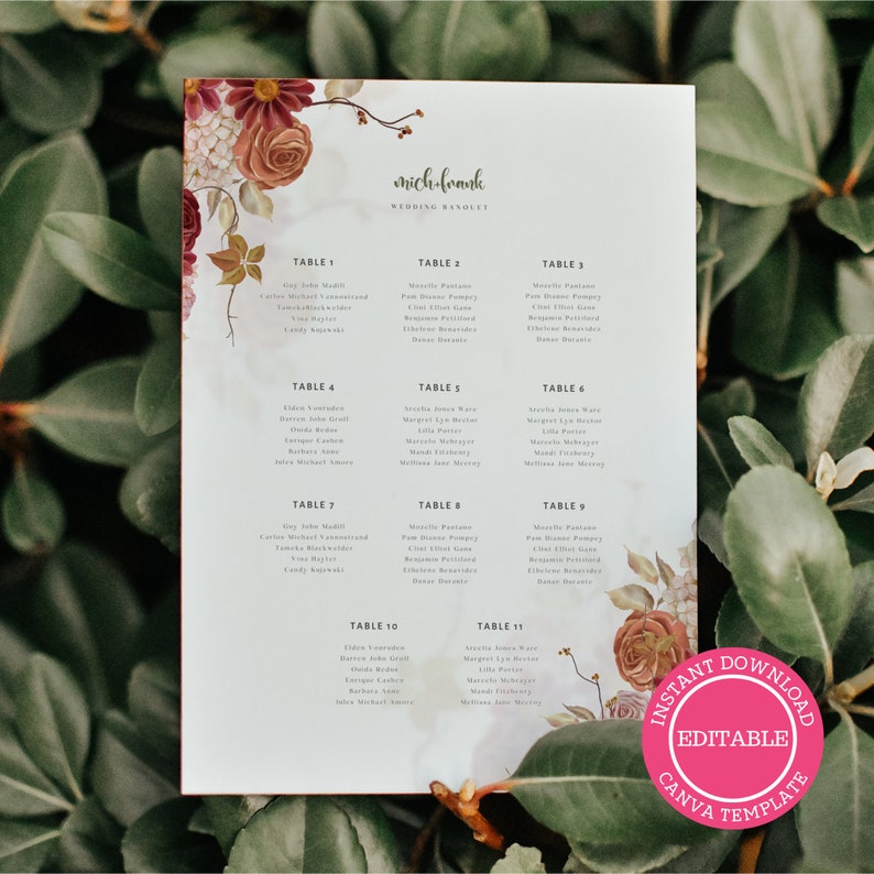 Seating Chart, Seating Chart Sign, Table Seating Chart, Seating Chart ...