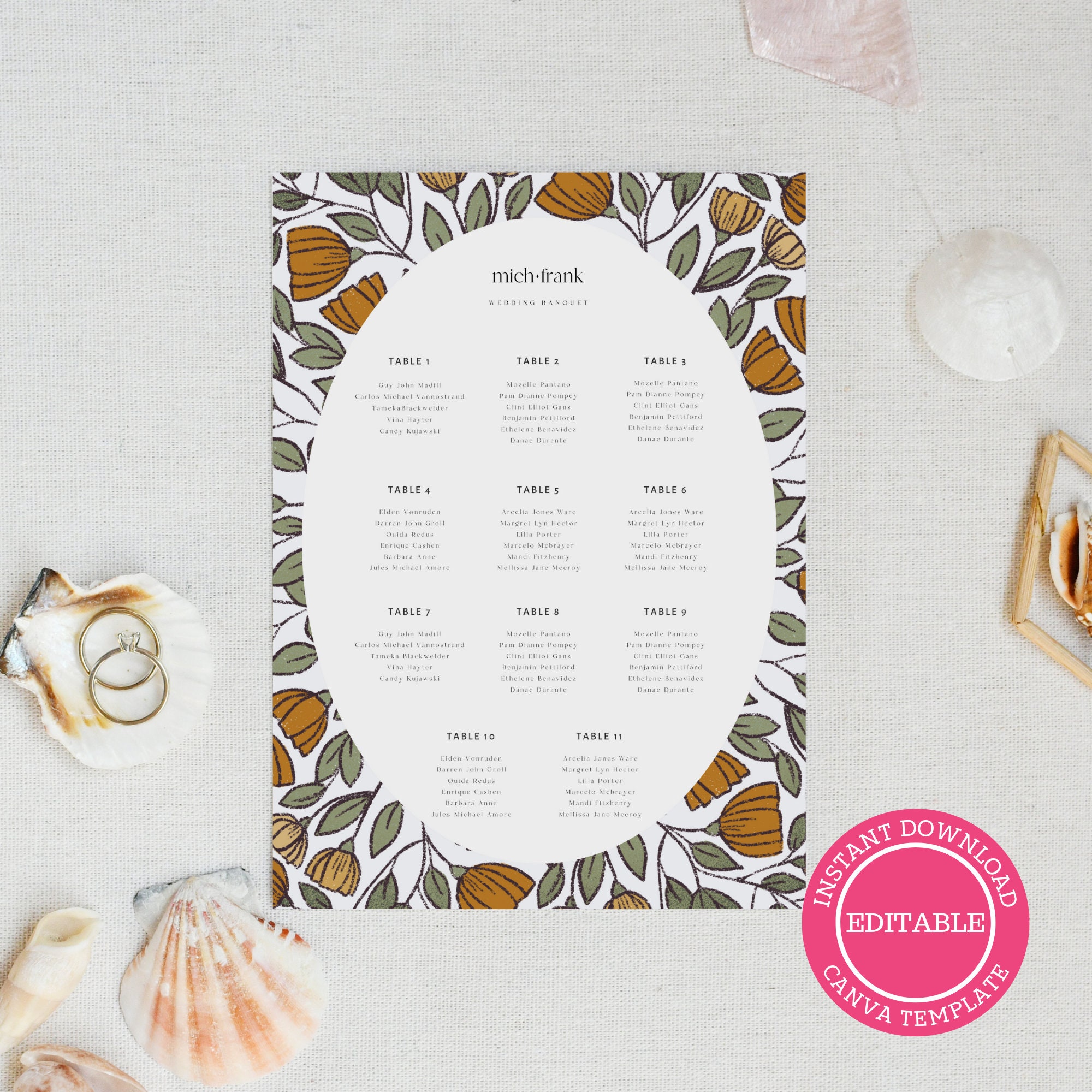 Seating Chart, Seating Chart Sign, Table Seating Chart, Seating Chart ...