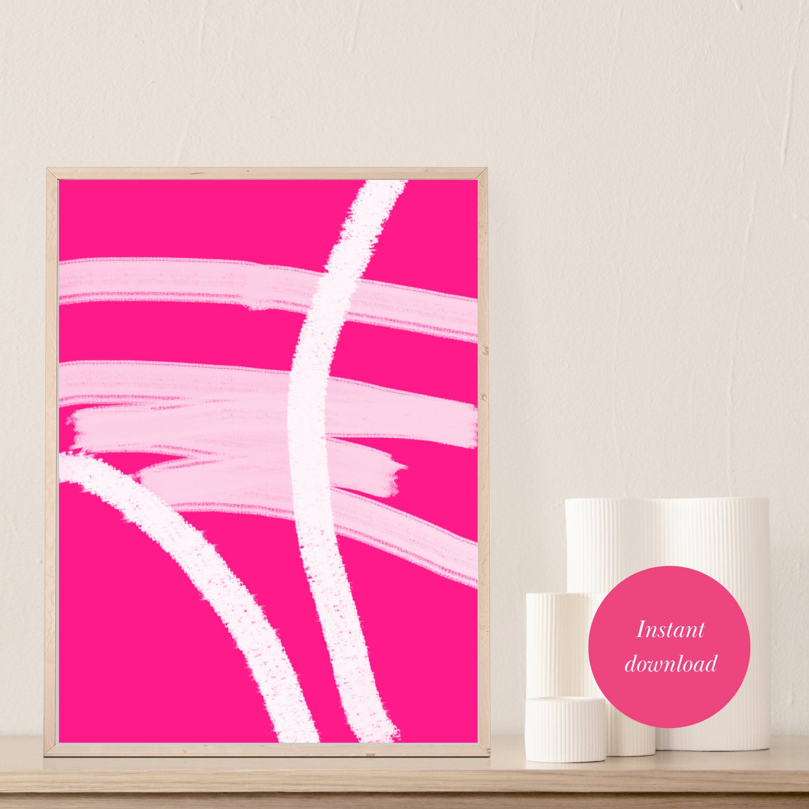 Hot Pink Wall Art Set of 3 Prints , Set of 3 Pink Prints, Over Sofa ...