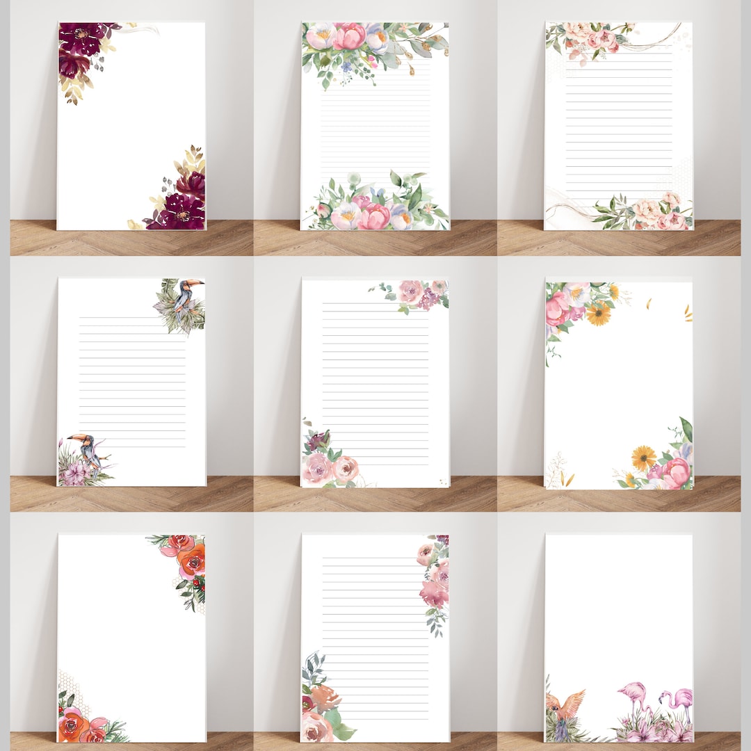 Printable Stationery Paper, Canva Templates, 50 Designs,rintable ...