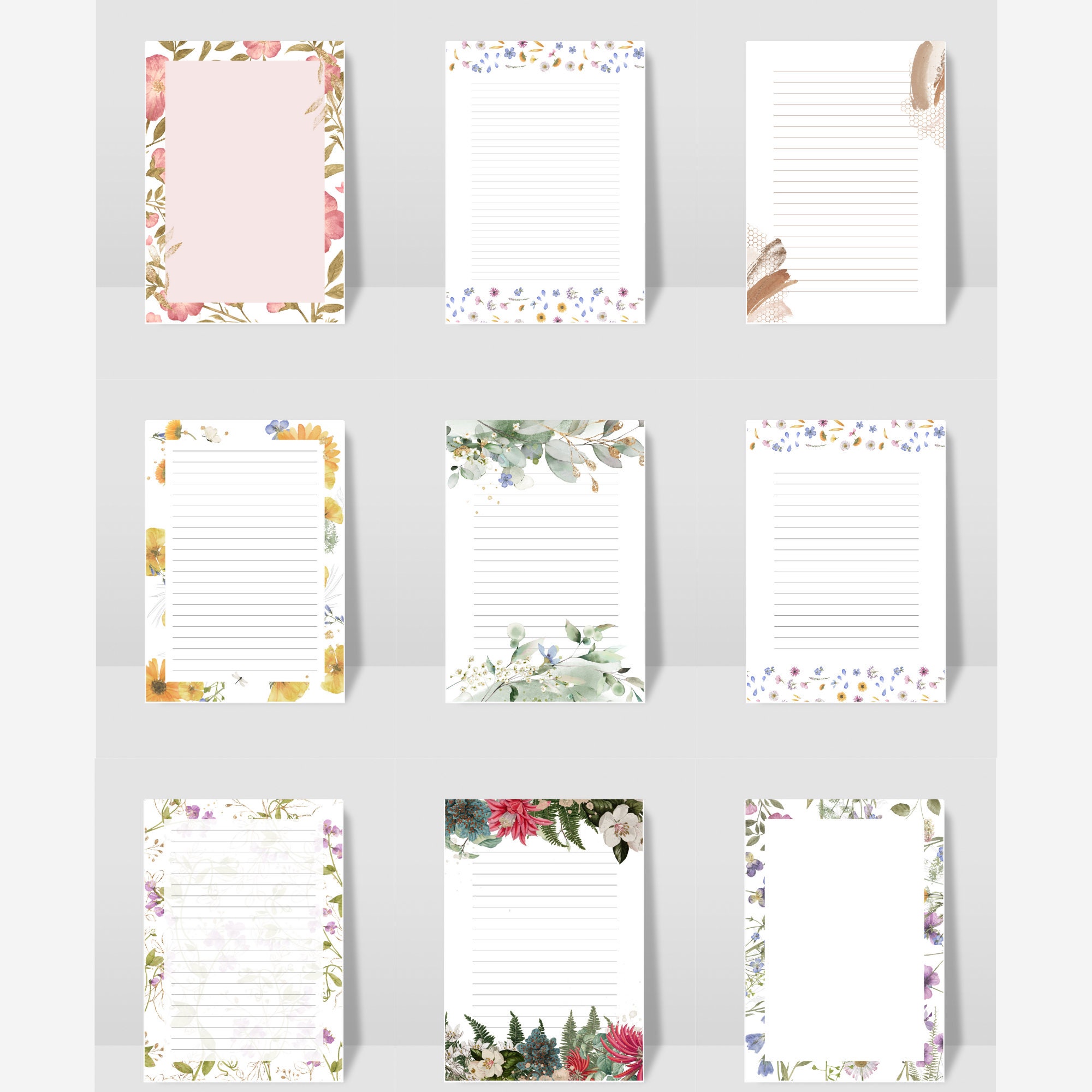 Printable Stationery Paper, Canva Templates, 50 Designs,rintable ...