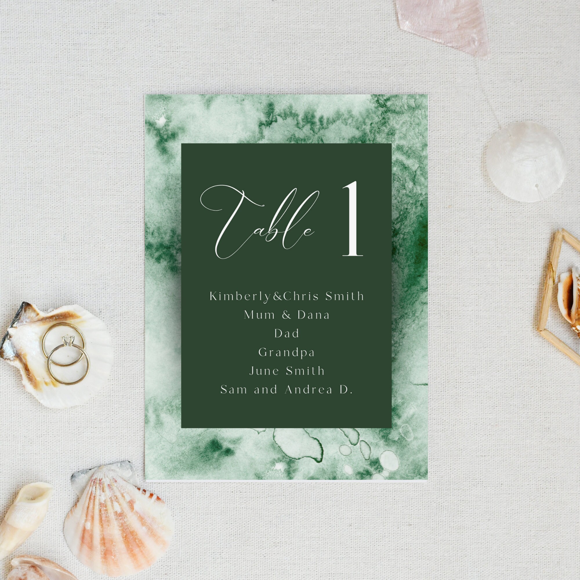 Emerald Green Table Numbers Watercolour Table Numbers - Etsy