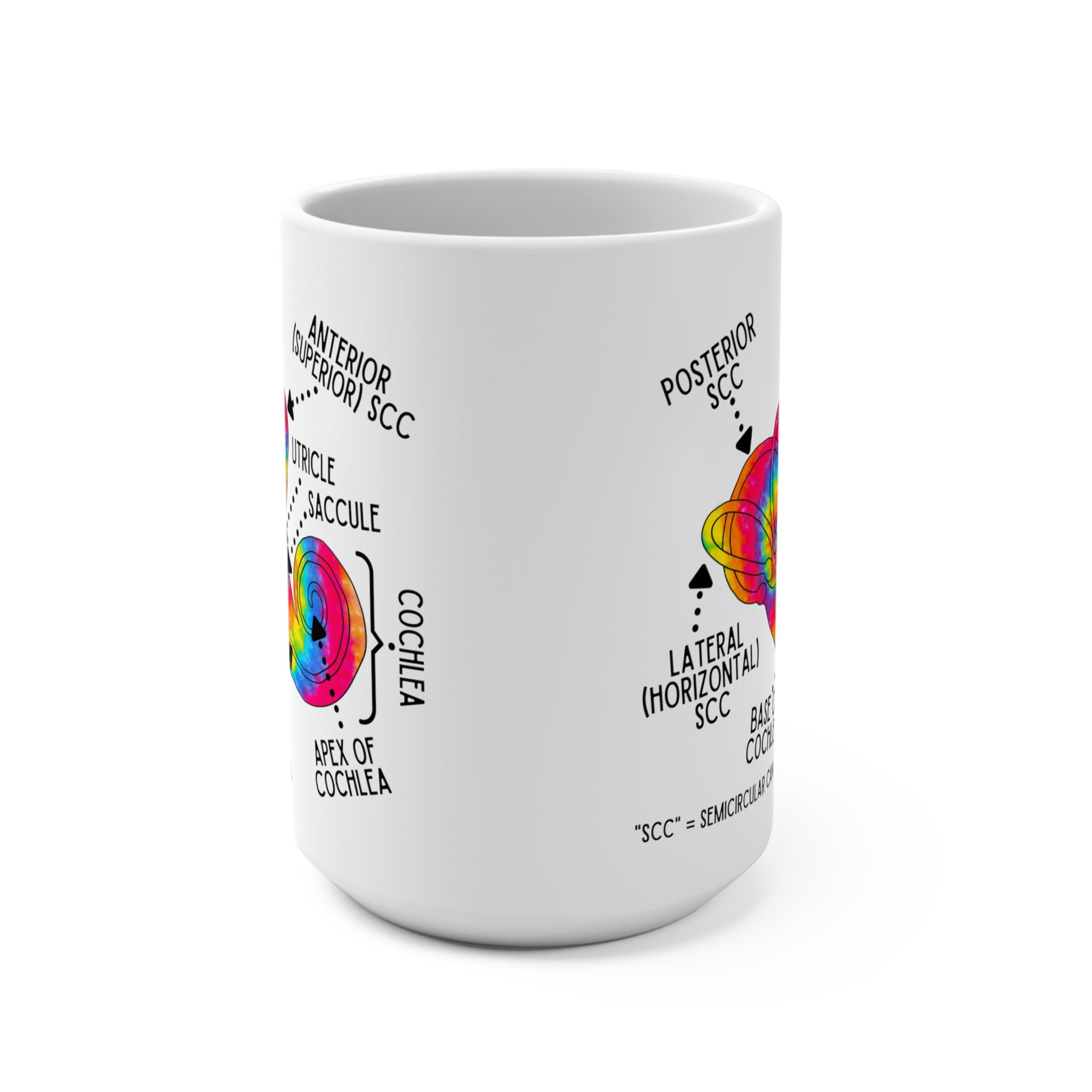 Cochlear and Vestibular System Diagram in Rainbow Tie Dye Coffee Cup ...