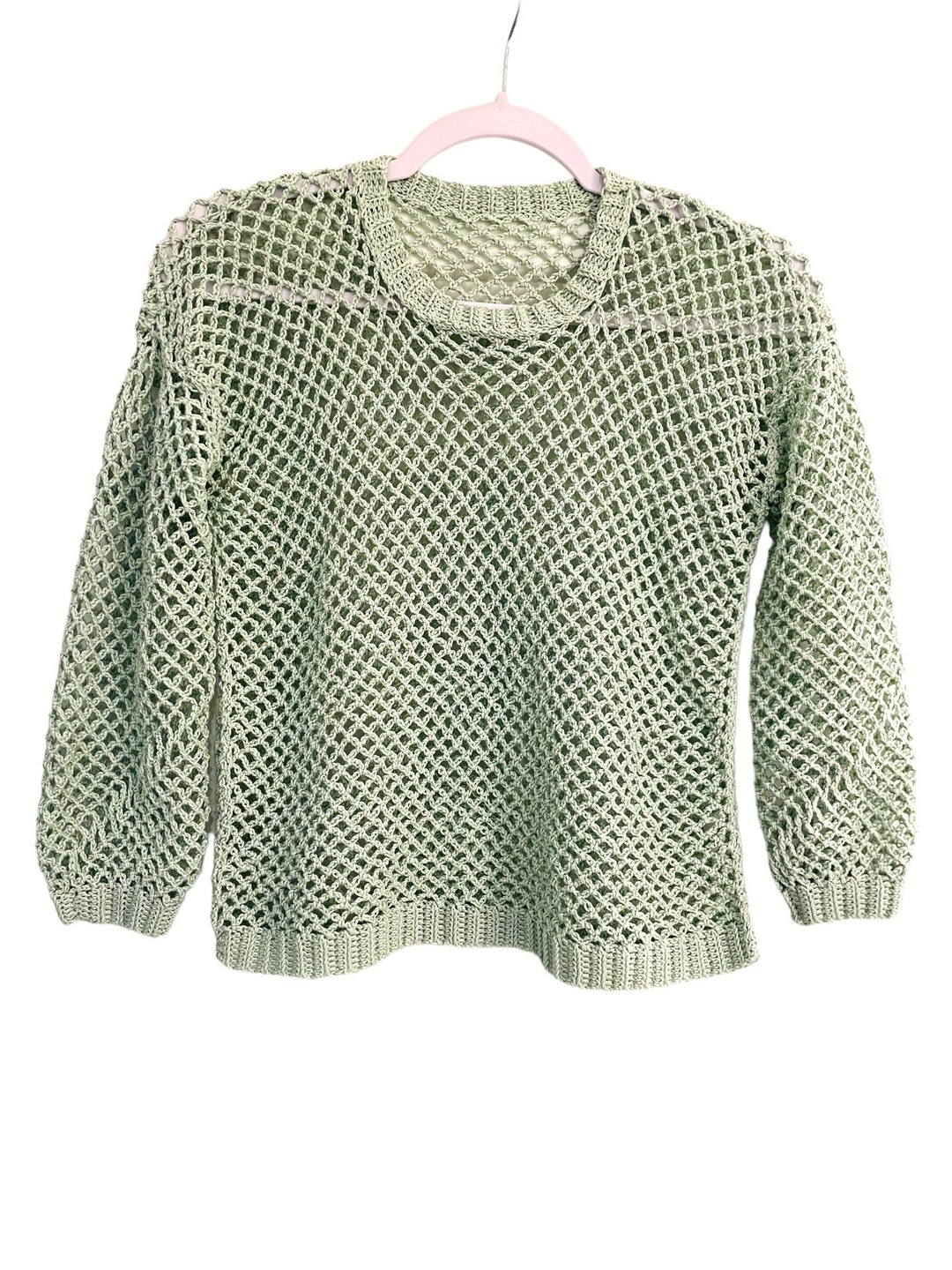 Crochet Mesh Top | Crochet 3/4 Length Sleeve | Crochet Pull Over ...
