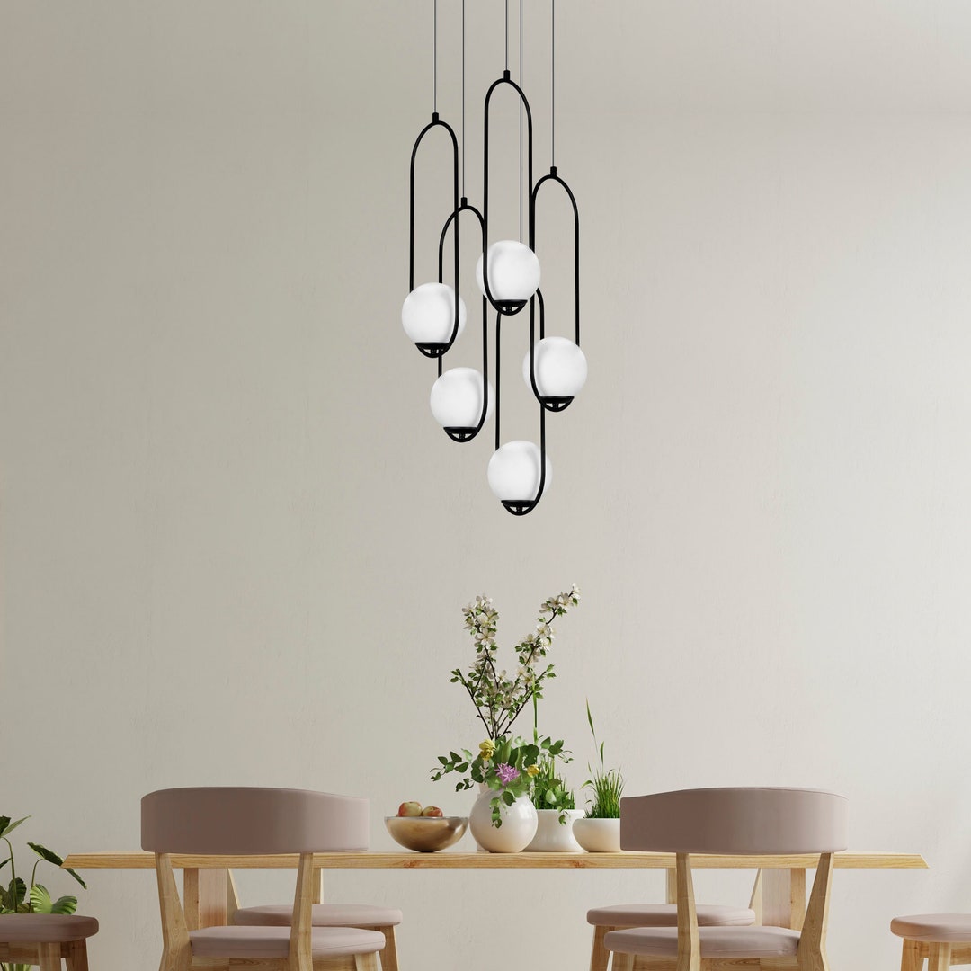 Minimalist Globe Chandelier for Staircase Lighting, Stairwell Lighting ...