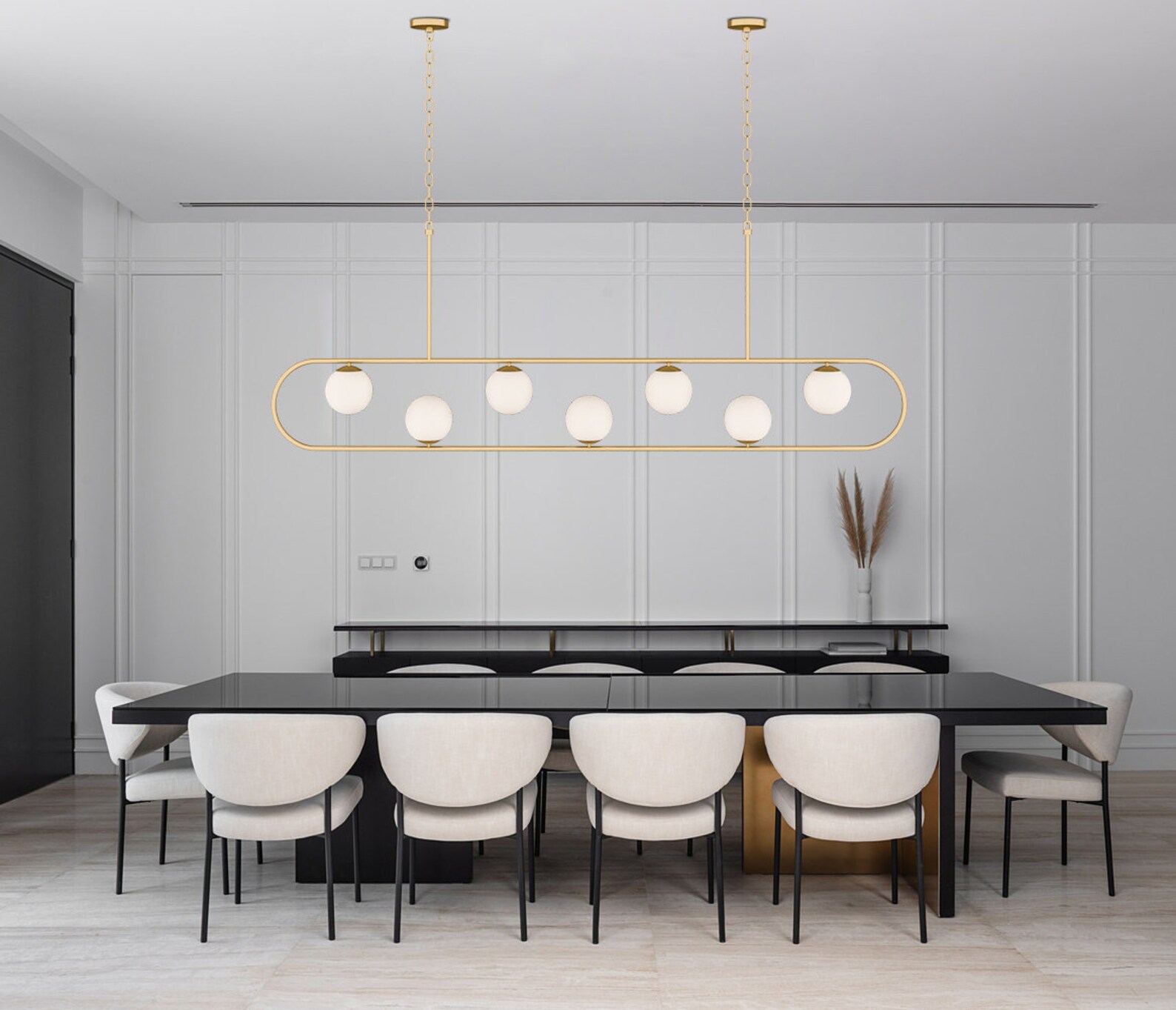 XL Multi Dinner Table Lighting XL Horizontal Pendant Light Modern ...