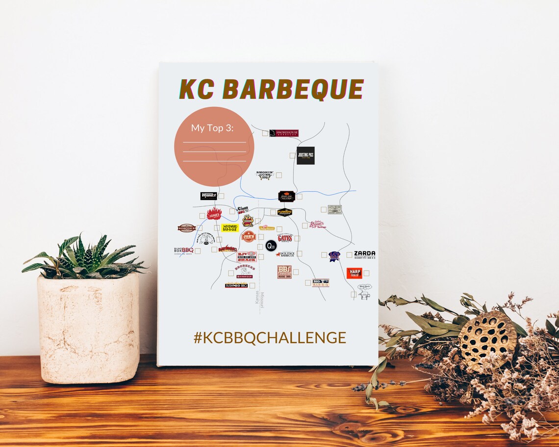 Kansas City Missouri: BBQ Challenge Printable Wall Art Map | Etsy