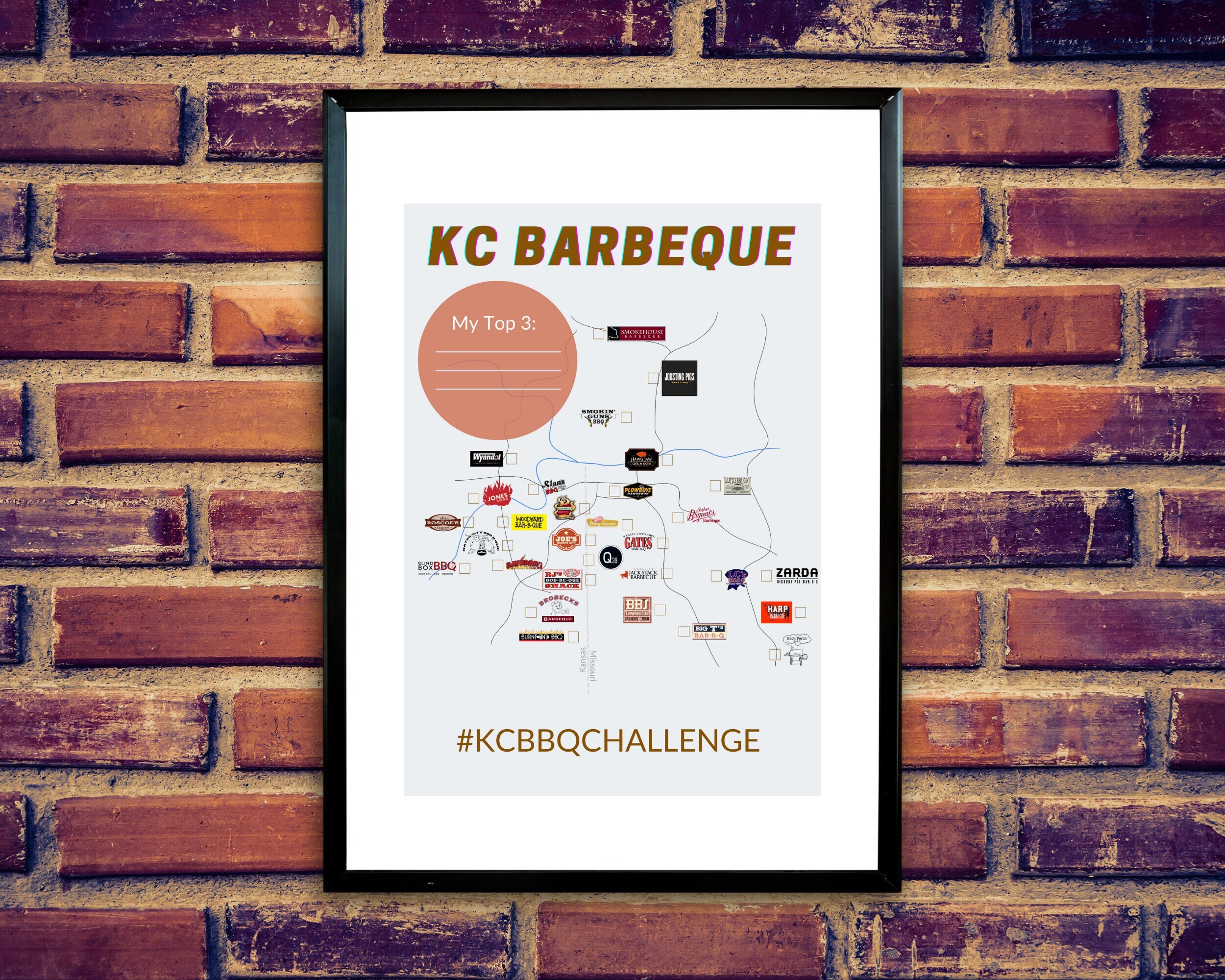 Kansas City Missouri: (BBQ Challenge) Printable Wall Art Map - Etsy