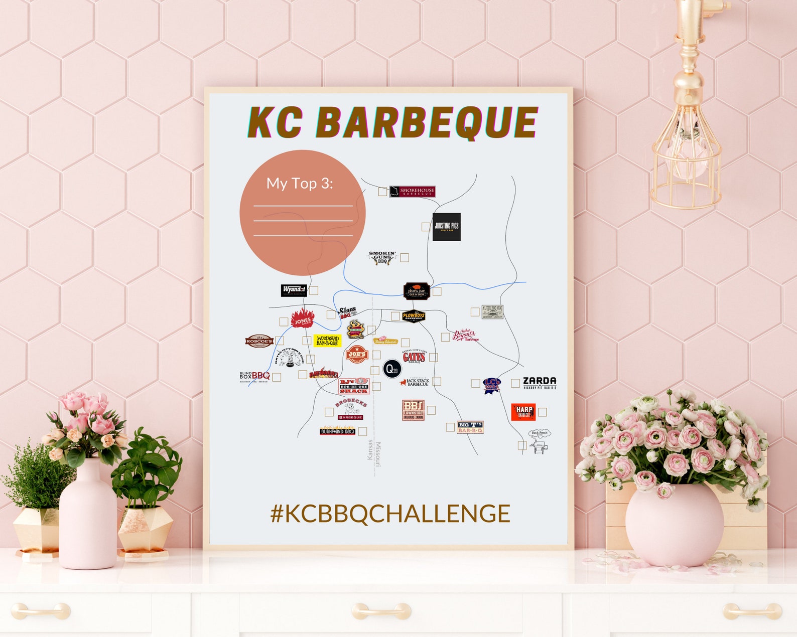 Kansas City Missouri: BBQ Challenge Printable Wall Art Map | Etsy