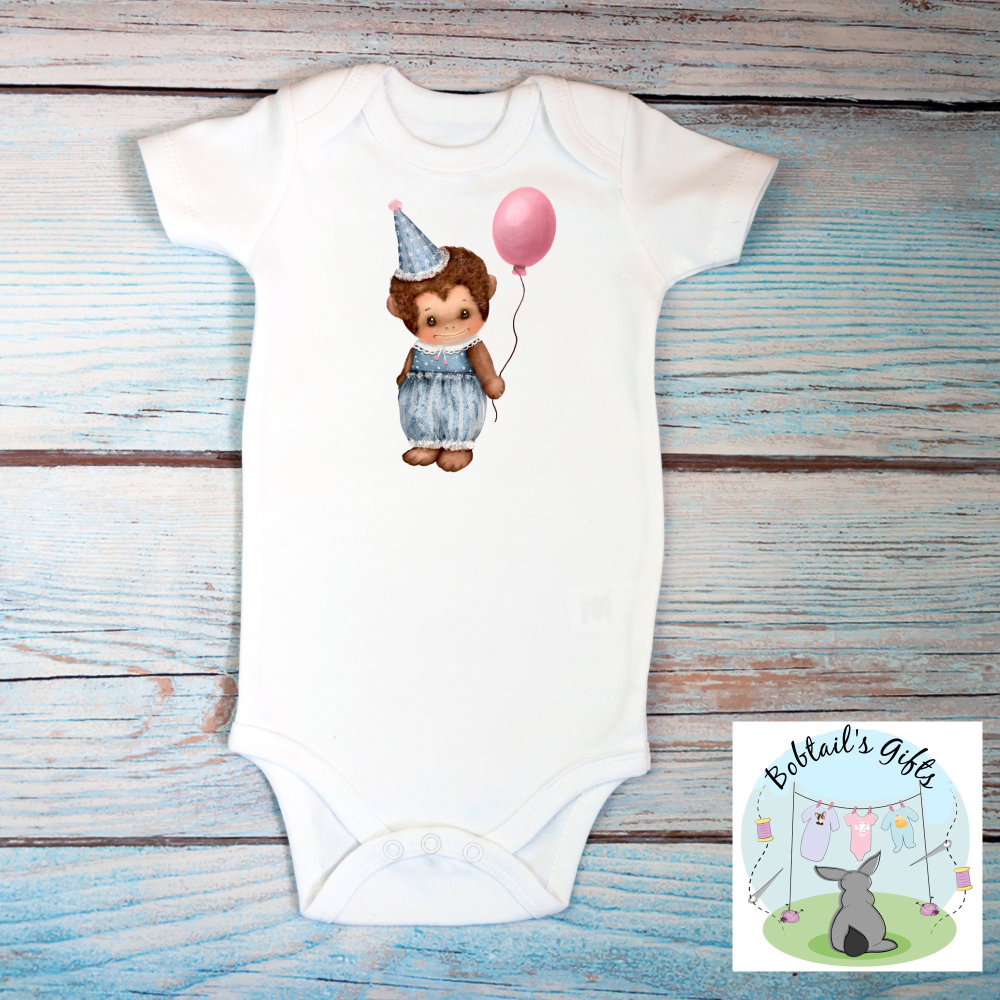 Cute Monkey Baby Vest, Cute Birthday Baby Vest, Cheeky Monkey Holding a ...