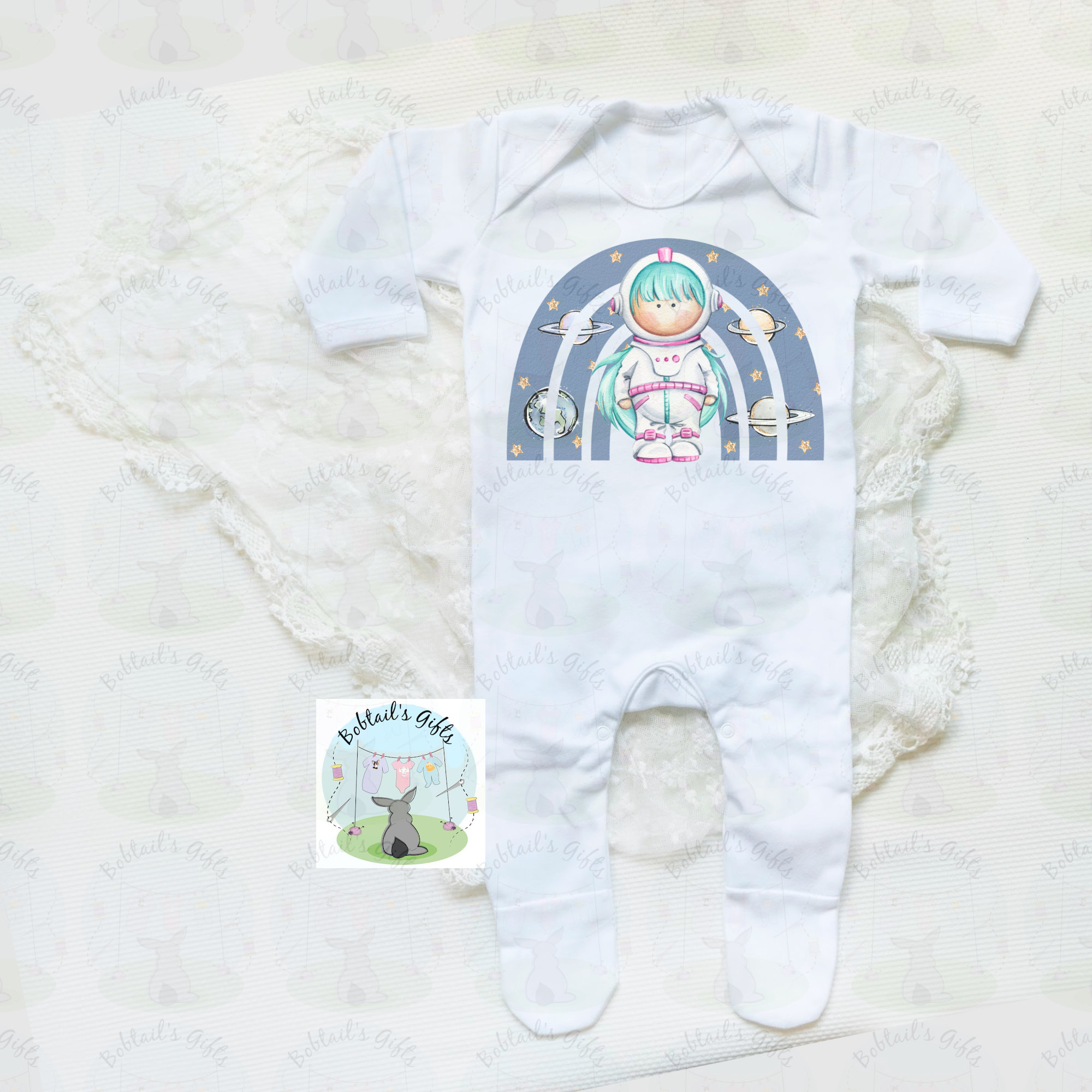 Astronaut Sleepsuit, Cute Outer Space All in One, Personalised ...
