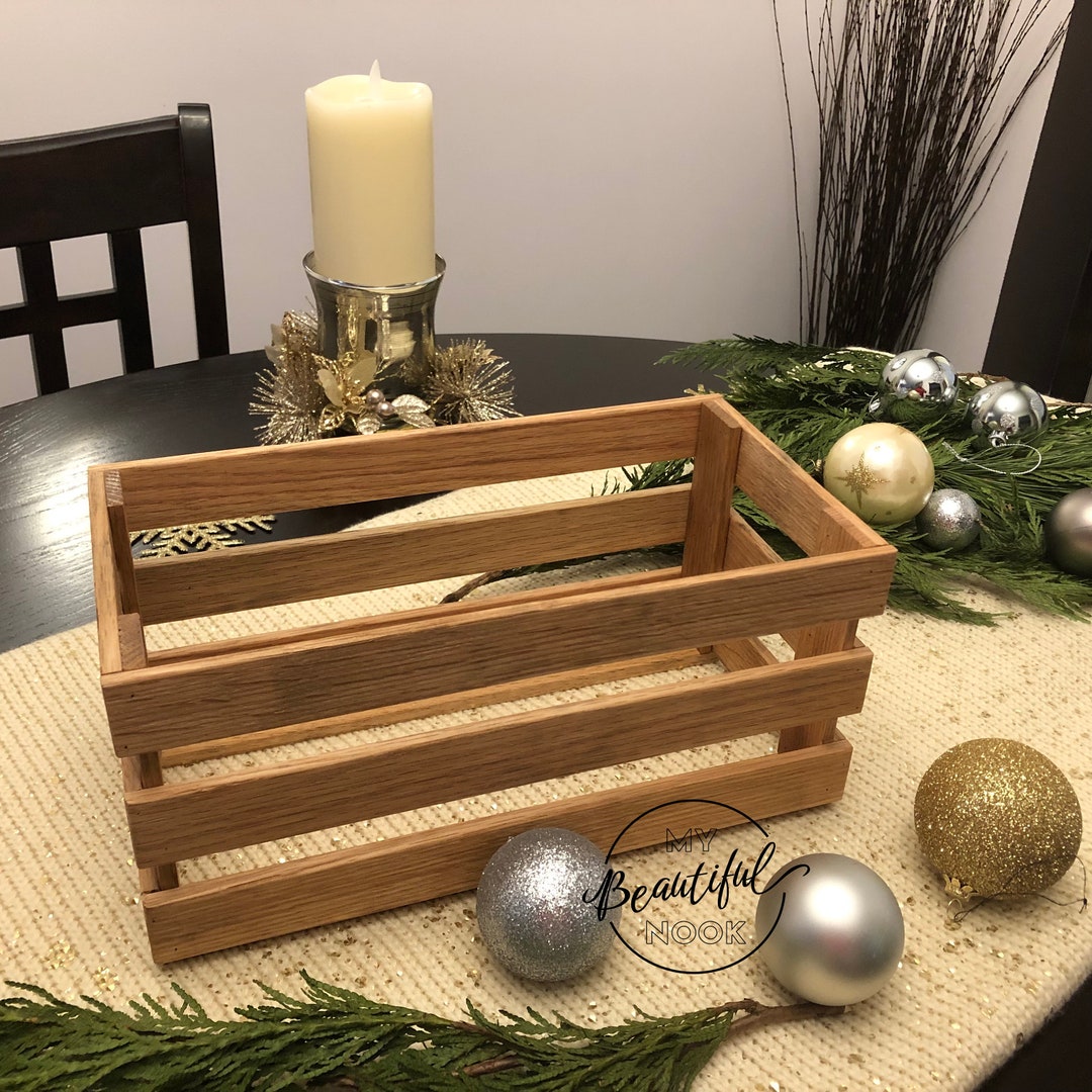 Decorative Small Utility Slatted Crate, Wood Storage Container - Etsy