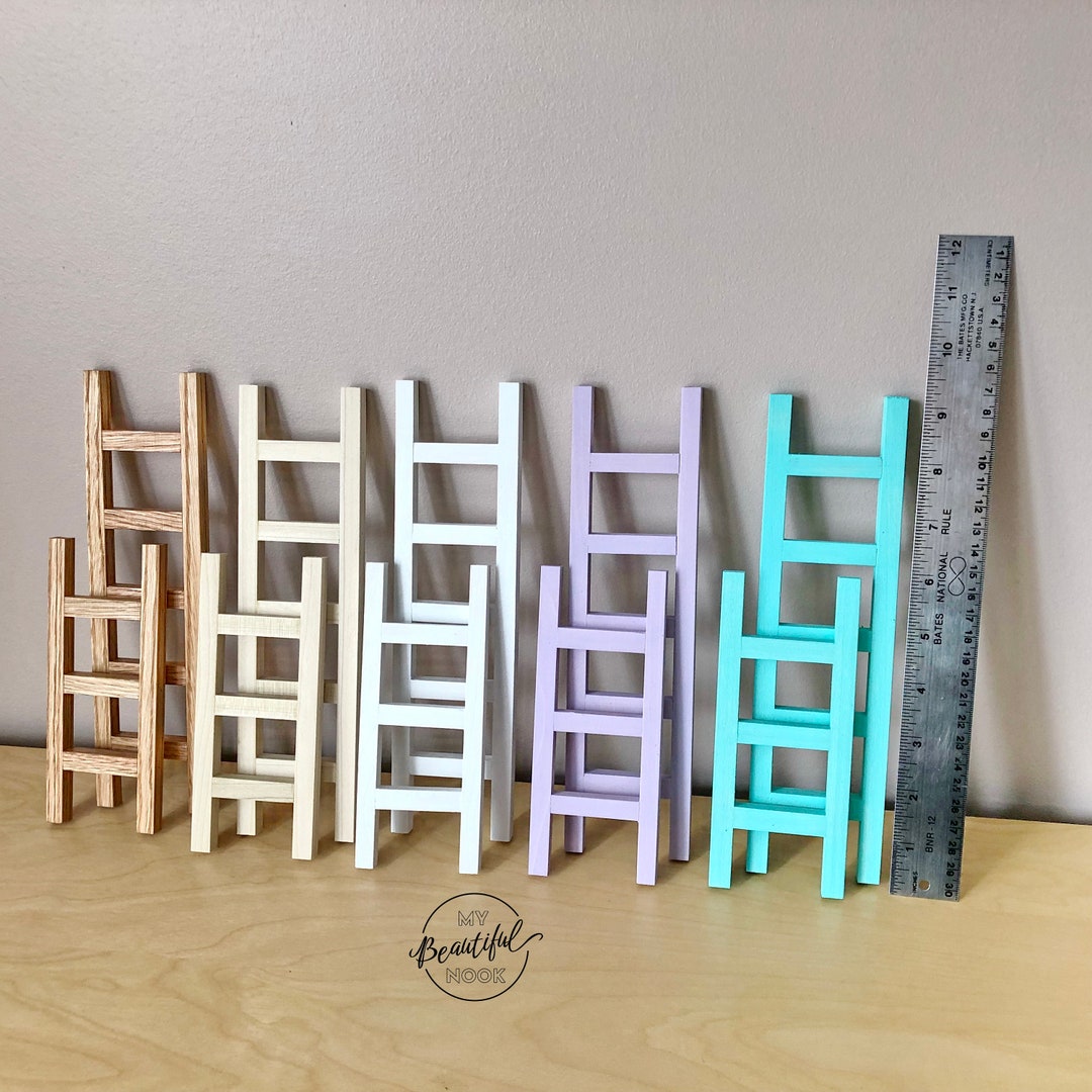 Set of 2 Mini Wood Ladder With Bow Seasonal Tiered Tray Decor - Etsy