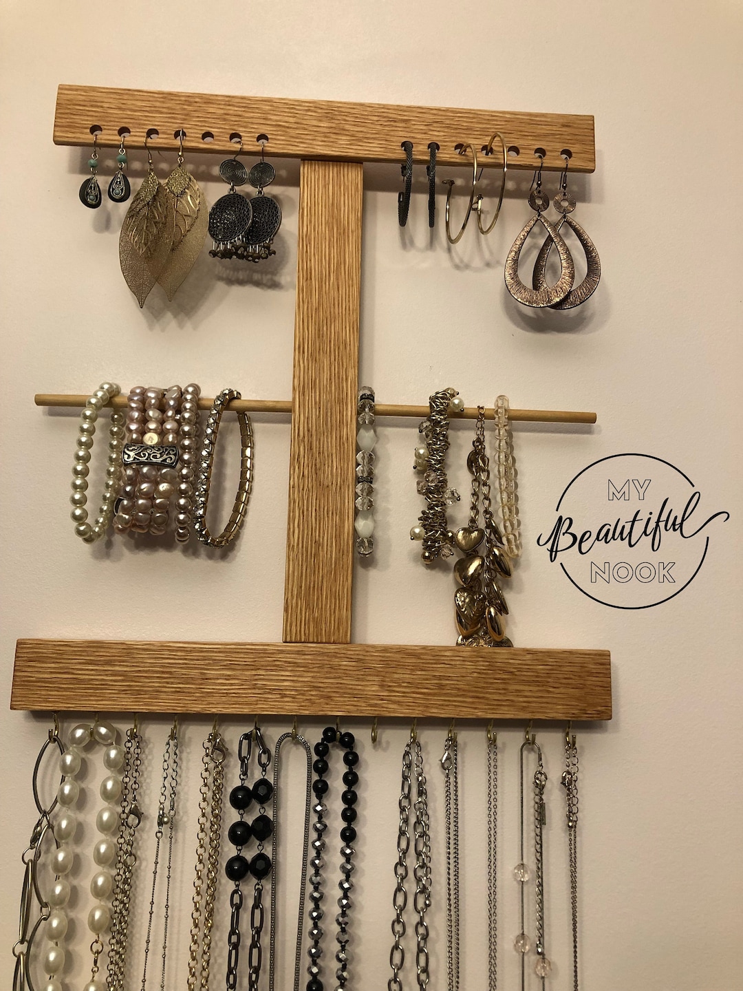 Wooden Jewelry Organizer, Wall Jewelry Rack - Etsy