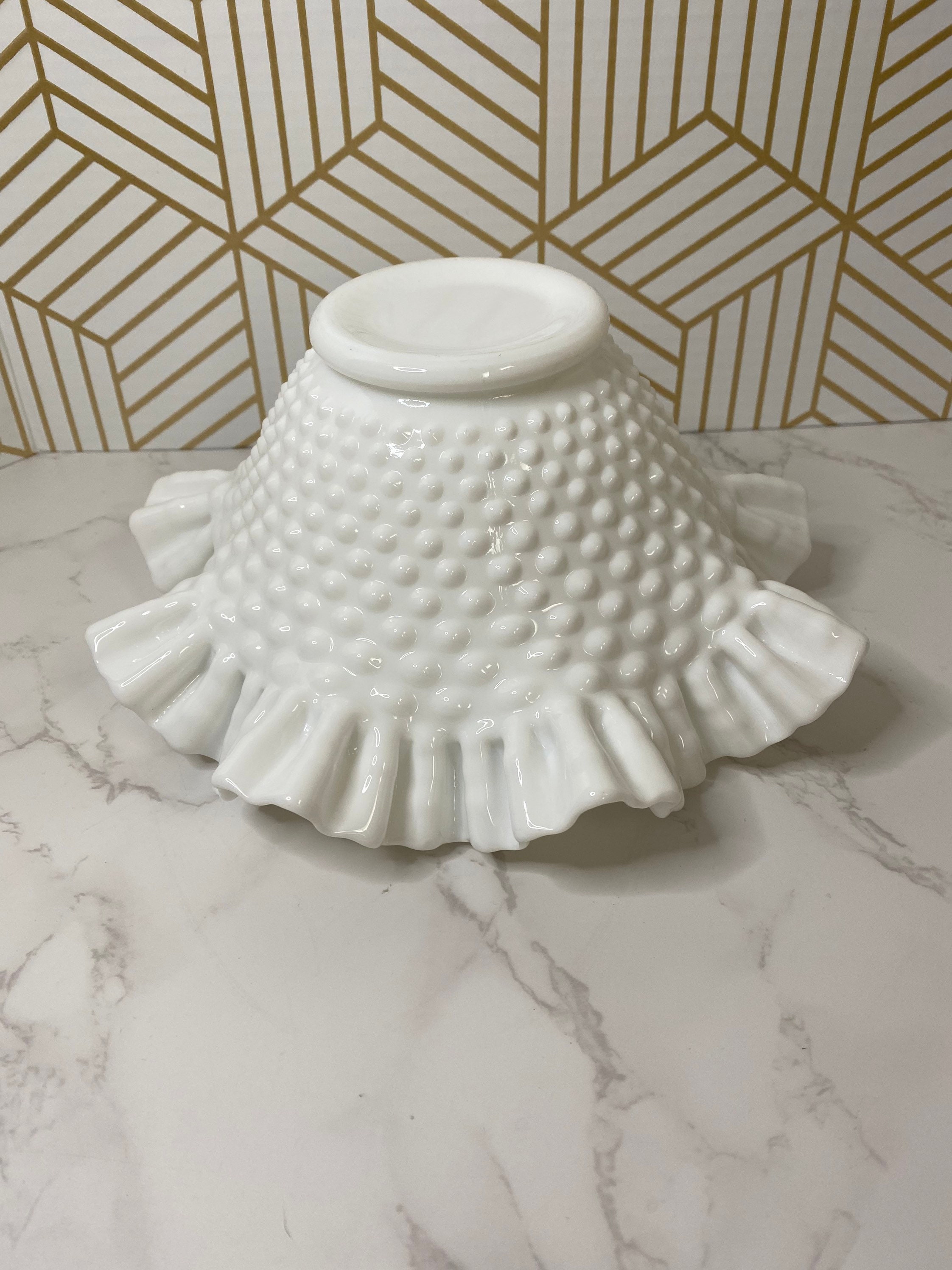 Fenton White Hobnail Bowl - Etsy