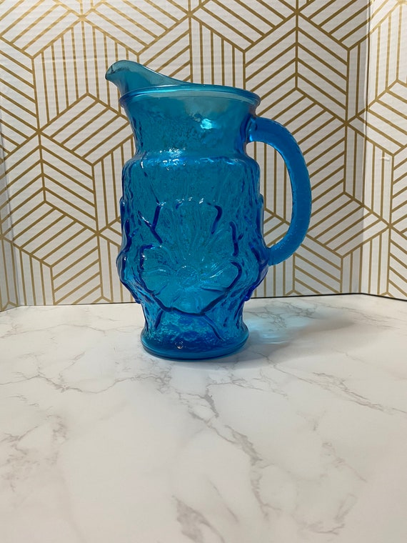 Anchor Hocking Blue Glass Pitcher - Etsy
